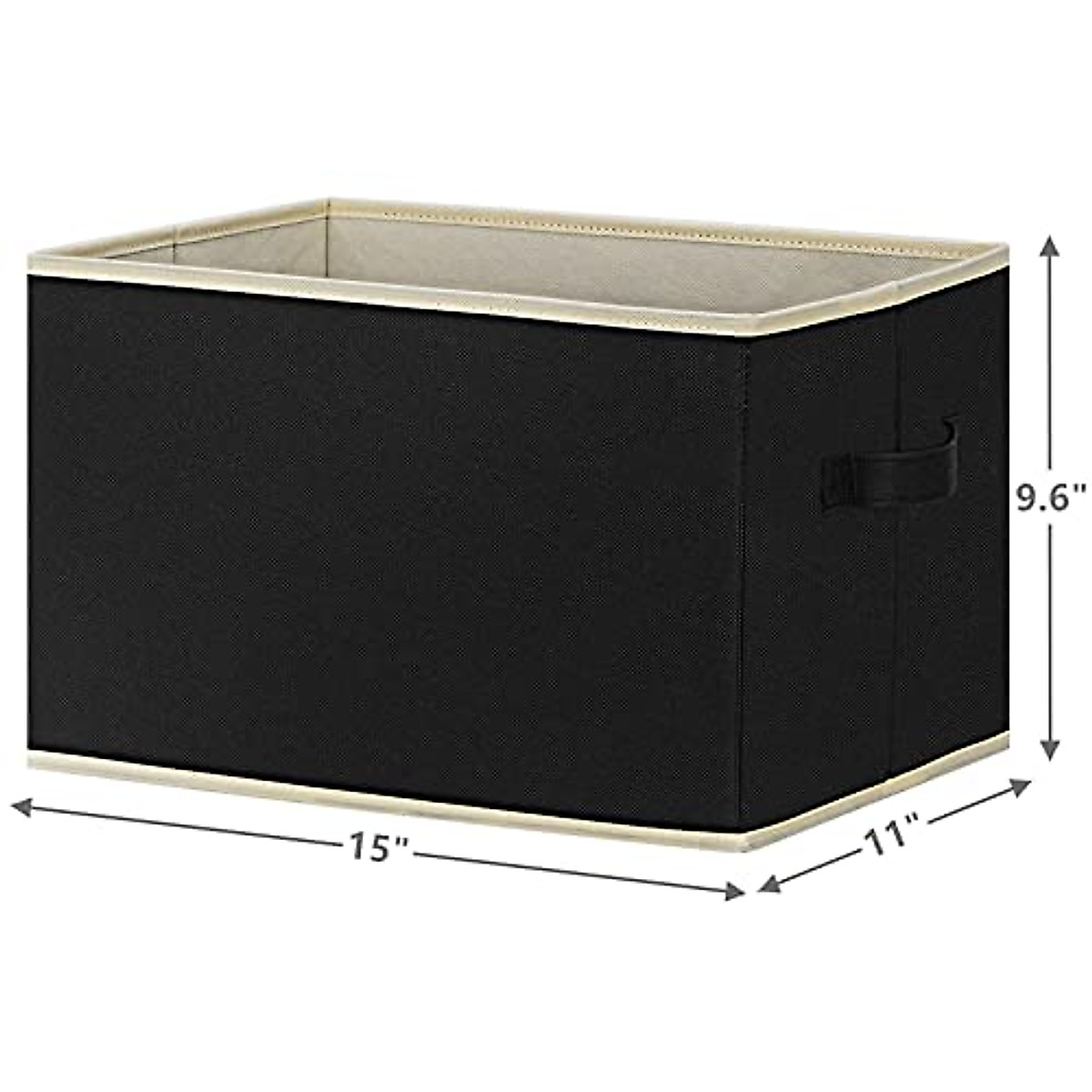 Asxsonn Fabric Storage Bins Large Storage Baskets for Organizing Set of 3, Large Closet Storage Bins with Reinforced Handles, Foldable Storage Baskets for Shelves, Black, 15" x 11" x 9.6"