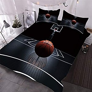 Wowelife Basketball Bedding Twin Comforter Set for Boys 5 Piece Bedding Set Twin Black Basketball Bed Set Twin Kids 3D Twin Bedding Set Sports Decor for Boys Bedroom with Sheets, Super Breathable Soft