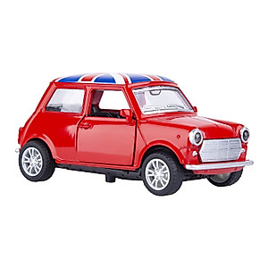 Die Cast Alloy Toy Car, 1:36 Pullback Toy Vehicle with Opening Doors, Vintage Classic Car Toys for Kids and Adults (Red)