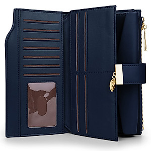 YALUXE Women's Leather Zipper Wallet RFID Blocking Multi Card Holder with Cellphone Pocket Large Capacity