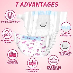 Dono Disposable Pet Diapers Female Dogs Super Absorbent Soft Heating Pee Diapers Liners XXS-M, Puppy Diapers Doggy Cats (X Small 54count)