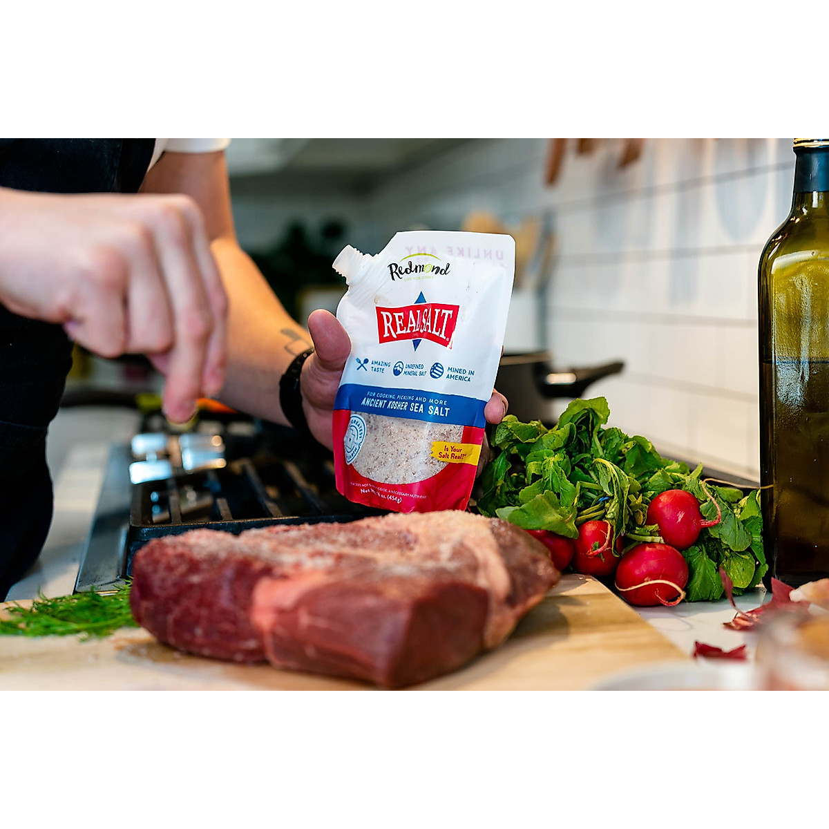 Redmond Real Sea Salt - Natural Unrefined Gluten Free Kosher, 16 Ounce Pouch (2 Pack)