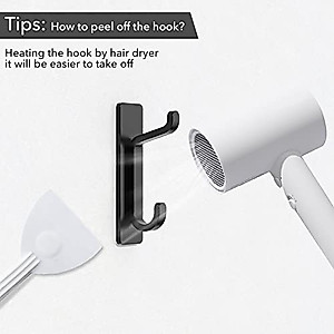 pickpiff 6-Pack Self-Adhesive Hooks, for Towel Coat Robe Key Cloth, Extra Sticky Stainless Hook for Door Bathroom Shower, Matte Black Wall Mounted Hanger for Shower Bathroom Kitchen Door Heavy Duty