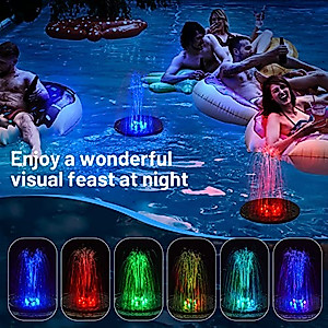 Solar Fountain Pump for Bird Bath, 3W Bird Bath Fountains Solar Power with 7 Nozzles & 4 Fixers LED Light Floating Outdoor Solar Water Fountain Pump for Pool, Garden, Pond, Birdbath, And Fish Tank