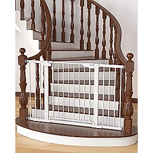 Mom's Choice Awards Winner-Cumbor 29.7"-51.5" Baby Gate Extra Wide, Easy Walk Thru Dog Gate for The House, Auto Close Safety Pet Gates for Stairs, Doorways, Child Gate Includes 4 Wall Cups,White