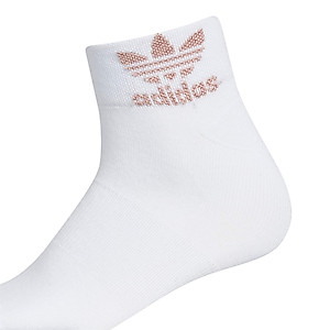 adidas Originals Women's Originals Trefoil Shine 3-Pack Low Cut, White/Rose Gold Shiny Nylon/Heather Grey, Medium