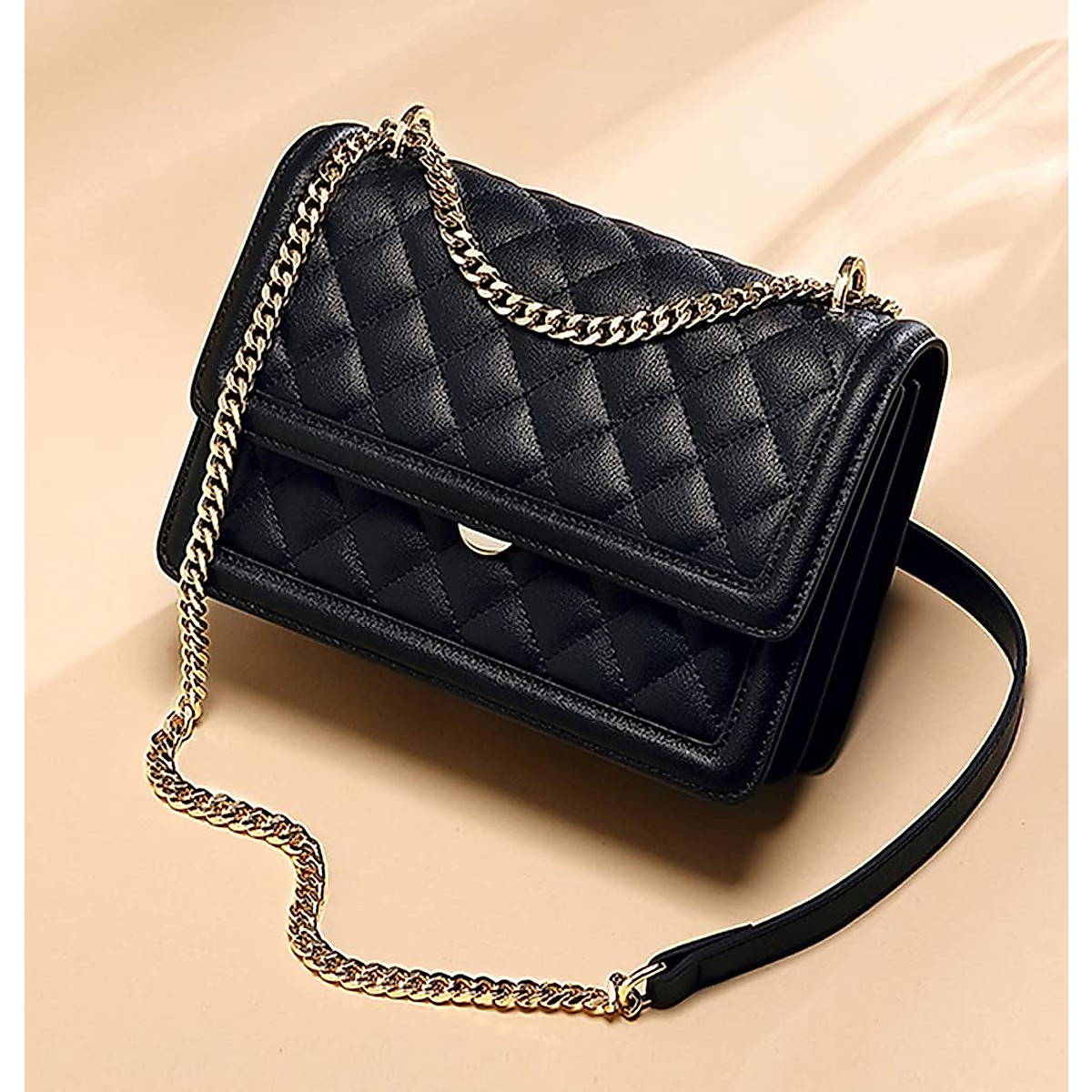 YXBQueen Handbags for Women Quilted Black Crossbody Flap Bag Small Chain Purses Black Quilted Purse