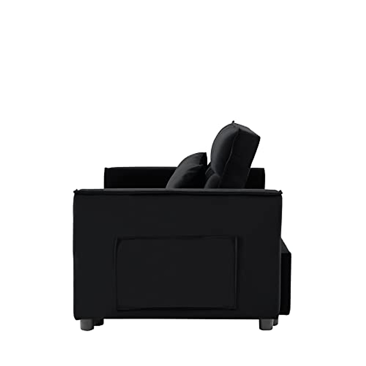FANYE Modern Convertible Loveseat Pull Out Sleeper Bed,2 Seater Sofa & Couch W/Adjustable Backrest,Tufted Daybed for Home Apartment Office Living Room, Black Twin Velvet Both Side Pockets