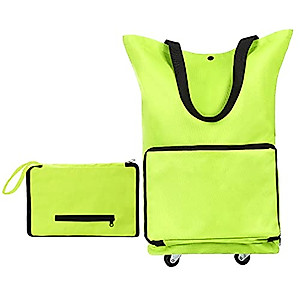 Shopping Bag with Wheels, BESUNTEK Foldable Portable Shopping cart Reusable Collapsible Trolley Bags Tote Grocery Cart, Large Capacity Utility Bag for Travel Shopping Home Kitchen Supermarket
