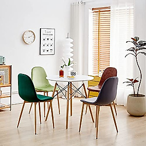 Echoamo Kitchen Chairs Set of 4, Velvet Dining Room Chairs Modern Kitchen Chairs with Backrest Wooden Style Metal Legs for Dining Room Living Room Restaurant Cafe Kitchen Grey