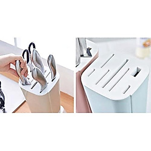 Universal Knife Block Plastic Block Without Knives: Kitchen Counter Universal Holder Modern Blocks Storage Organizer for Home Kitchen Restaurant Beige Knife Inserted Holder