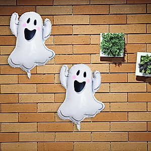 Ghost Balloons White Ghost Shape Aluminum Foil Balloon for Halloween Theme Party 6Pack
