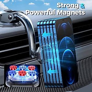 ADIUPUL Magnetic Phone Holder for Car, [Super Strong Magets & Ultra Stable] Suction Magnetic Car Mount Aluminium Alloy Structure, Handsfree Dashboard Window Car Mount Compatible with All Phones