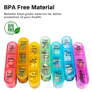 Daviky Pill Organizer 3 Times a Day, Weekly Pill Organizer 3 Times a Day, Pill Box 7 Day, Pill Cases Organizers 7 Day, Daily Pill Box Organizer, Medicine Organizer Box to Hold Vitamins and Medication