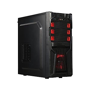 DIYPC Solo-T2-R Black USB 3.0 ATX Mid Tower Gaming Computer Case with 2 x Red Fans (1x 120mm LED Fan x Front, 1x 120mm Fan x Rear) Pre-Installed