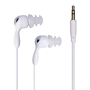 PUSOKEI Short Cord Waterproof Headphone, IP68 Waterproof Shortline in-Ear Tree Earplugs Waterproof Earphone Suitable Fit for Swimming Surfing Running(White)