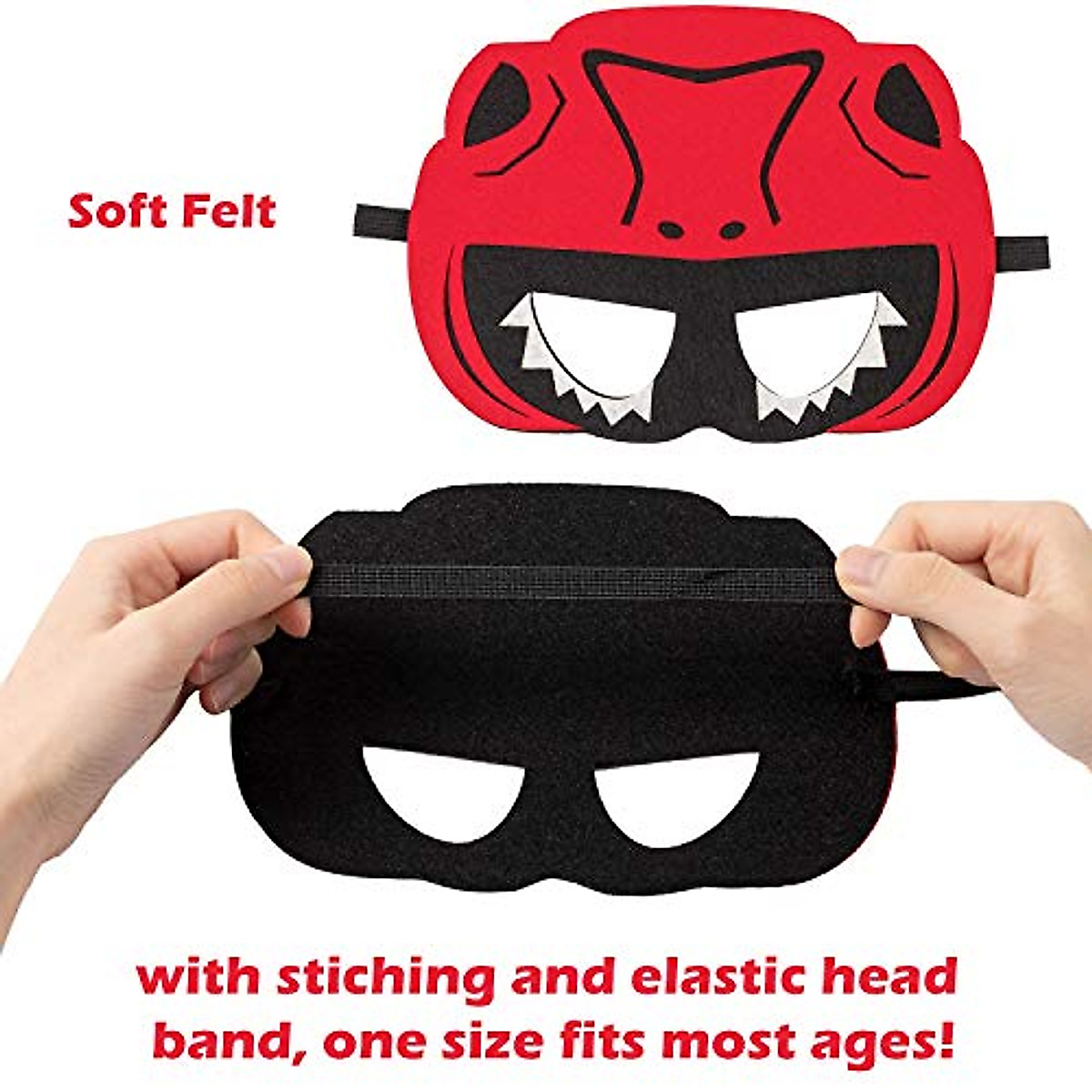 Haooryx 12Pcs Power Hero Theme Party Masks, Dress Up Costumes Party Decor Supplies US Rangers Ninja Steel Halloween Pretend Play Accessories Photo Booth Prop for Baby Shower Kids Birthday Favors