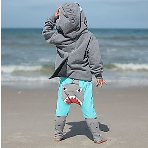 Urkutoba Unisex Baby Autumn Winter Shark Hooded Sweatshirt Infant Boys Girls Hoodies with Kangaroo Muff Pockets& Shark Fin (Gray, 2-3 Years)