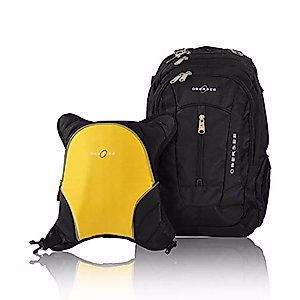 Bern Diaper Backpack, Shoulder Baby Bag, With Food Cooler, Clip to Stroller (Black/Yellow)