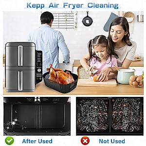 Fioxcomko Silicone Air Fryer Liners for Ninja double stack air fryer SL401, Perforated Dual Air Fryer Silicone Liners,Air Fryer Accessories for Ninja Air Fryer 2 Basket DZ401/DZ550