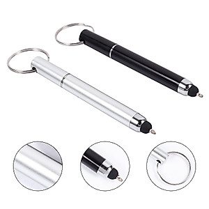 Tofficu 24 Pcs Touch Screen Ballpoint Pen Key Carabiner Stylus Pen Keychain Screen Stylus Pen Black Drawing Pens Ball Point Pens Black Drawing Pen Key Chain Portable Plastic Digital Tablet