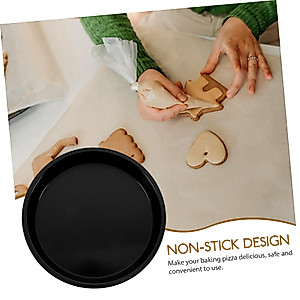 SHOWERORO Steel Cake Tray Pizza Pans Microwave Pizza Pan Pie Baking Tray 8 Inch Cake Pans Pizza Round Plate Crisper Pan Nonstick Bakeware Seafood Grill Pan Carbon Steel Oven Baking Pan