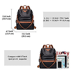 ALTOSY Leather Backpack for Women Elegant Genuine Backpack Purse Ladies Leather Shoulderbag（S80 Black/Brown）