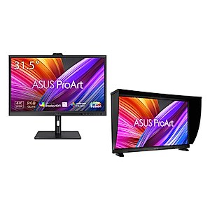 ASUS ProArt Display 31.5” 4K OLED Professional Monitor (PA32DC) - Built-in Motorized Colorimeter, Color Accuracy ΔE<1, 99% DCI-P3, USB-C, Auto Calibration, Compatible with Laptop & Mac Monitor,BLACK