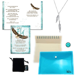 Smiling Wisdom - The Wings to Fly Encouraging Greeting Card & Silver Wings Necklace Gift Set - Daughter From Mom Dad - Graduation Birthday, Leaving Home - .925 Silver