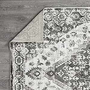 LOOMAKNOTI Rhane Adleigh 5' x 7' Gray Oriental Indoor Area Rug