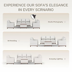 Living Room Sectional Sofa Set-Accent Armchair and Coffee Table, Solid Wooden Frame Hidden Storage, Modern Versatile Convertible Modular Sofa Set for Living Room/Apartment-Beige