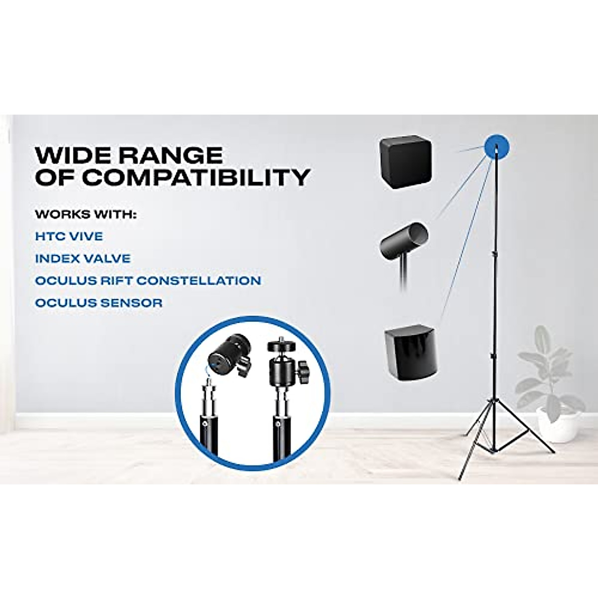 Skywin-VR Tripod Stand, HTC Vive Base Station Compatible Sensor Stand and Base Station Mount for Vive Sensors or Oculus Rift Constellation (2 Stands)