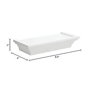 Greenbrier White Plastic Floating Shelf. 8.6 inches x 4 Inches. Holds Up to 5 Pounds.