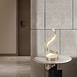 HELYCH Dimmable Spiral Modern LED Table Lamp, Wide Body Minimalist Bedside Lamp, Warm White 3000K CRI 90 Table Light, Small Touch Nightstand Desk Lamps for Living Room Bedroom Office