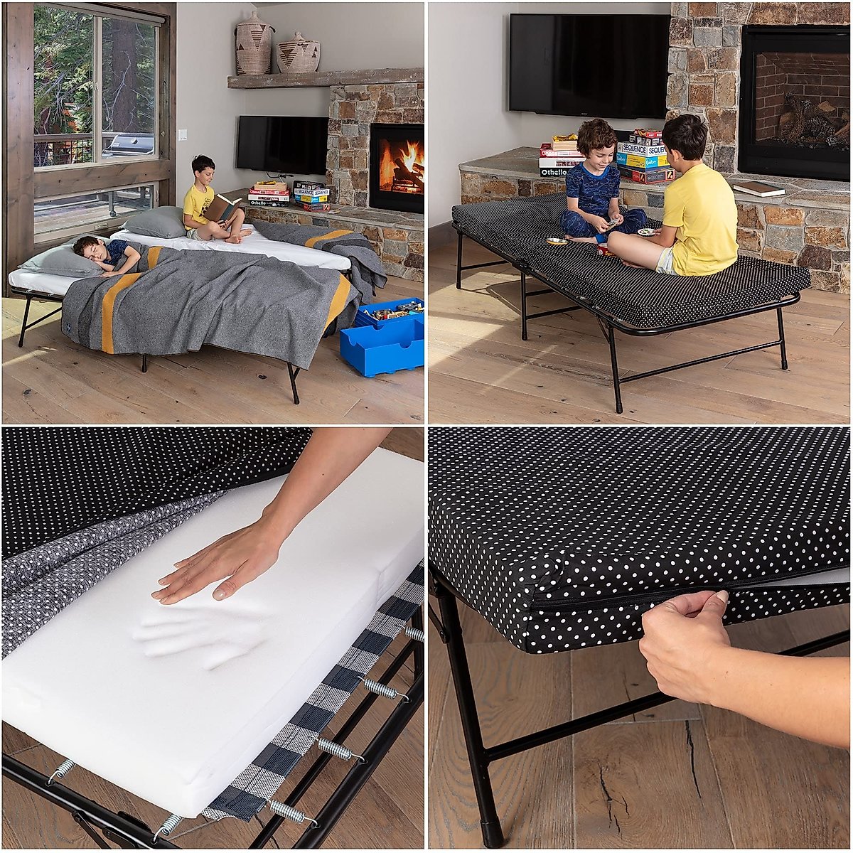 LiteBed­™ Folding Bed with Memory Foam Mattress - Portable Twin Fold Up Bed with Storage Bag - Luxurious Hideaway Foldable Bed with Frame - Foldaway Guest Bed for Adults & Kids - NO-RISK 100-DAY TRIAL
