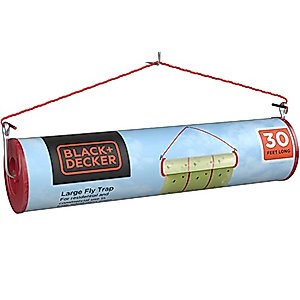 BLACK+DECKER Fly Traps Outdoor & Fruit Fly Traps for Indoors- Hanging Fly Trap Paper Roll- Sticky Glue Paper for Flies, Gnats, Mosquitoes & Other Insects, 30 Foot Roll