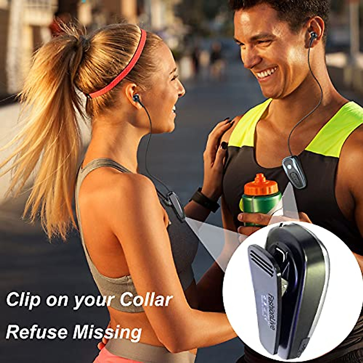 Retractable Wireless Headset Headphone Stereo Earphone V5.0 Noise Cancelling Mic Clip on Earpiece Comfortable HandsFree Headset 11Hrs Talking Time Sports Business Trucker Driver Earbud