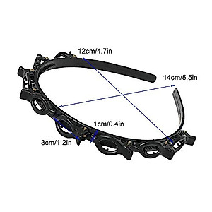 Women's Fashion Headbands with Clips - Thin Plastic Braided Twist Plait Hairpin for Work out, Double Layer Hair Tools for Girls, Black