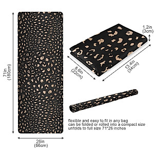 ALAZA Realistic Leopard Print Animal Skin Nonslip Yoga Mat Towel with Grip Dots for Women Men