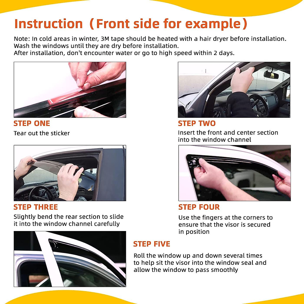 PLDDE 2 pcs in-Channel Window Visors Compatible with 93-11 Ford Ranger 94-10 Mazda B2300/B2500/B3000/B4000 Regular & Extended Cab Front Doors Sun/Rain Guard Window Visors 2-Door Dark Smoke