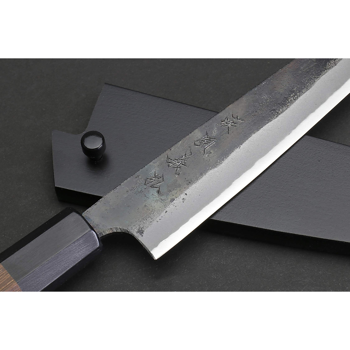Yoshihiro Aogami Super Blue High Carbon Kurouchi Petty Kiritsuke Utility Knife (6'' (150mm) & Saya)