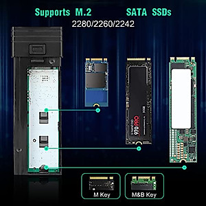 Kafuty-1 M.2 NVMe SSD Enclosure Adapter,USB C Type C SSD Enclosure,10Gbps Solid State Drive External Enclosure,Support USB2.0,TF Card,for Smartphone,Tablets,Game Consoles,etc.(Black)