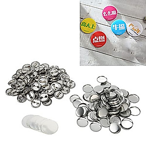 100 Sets Blank Button Badge, Round Shape Metal Button Pin Badge Kit for Button Making Machine (25MM)