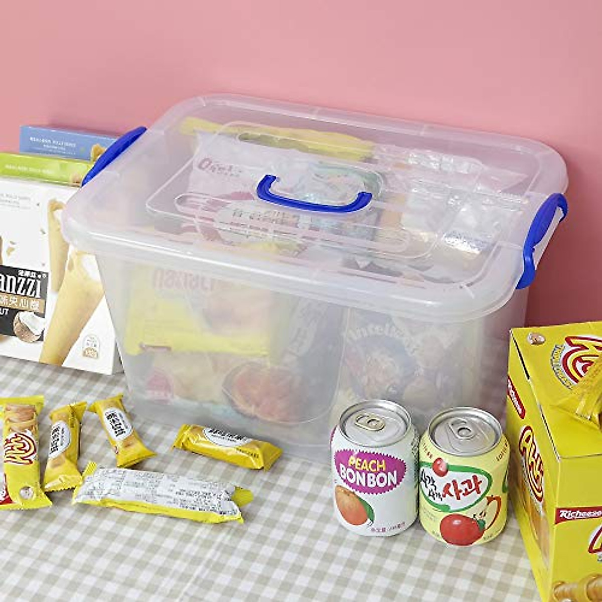 Bringer 6-Pack 12 L Plastic Storage Box, Clear Latch Storage Box