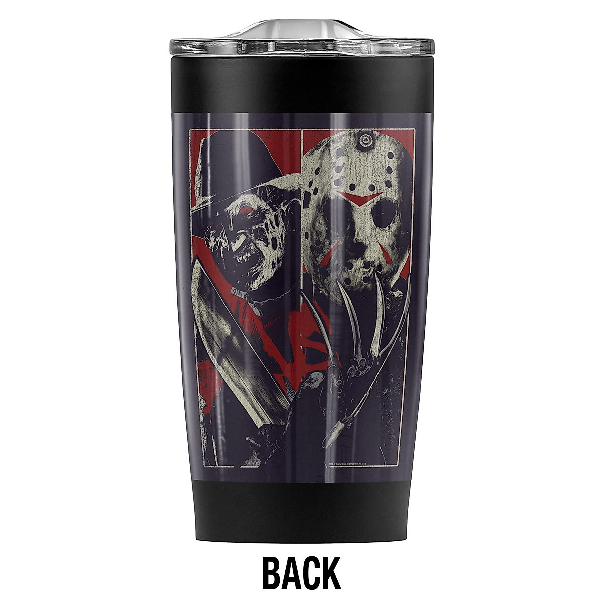 Logovision Freddy vs Jason Versus Stainless Steel Tumbler 20 oz Coffee Travel Mug/Cup, Vacuum Insulated & Double Wall with Leakproof Sliding Lid | Great for Hot Drinks and Cold Beverages
