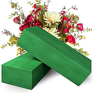 Max Shape Pack of 2 Large Size Floral Foam Blocks for Fresh and Artificial Flowers (9” L x 4” W), Wet Florist Foam Blocks for Wedding Holiday Decorations (2 pack)
