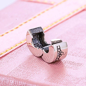 Original 925 Sterling Silver Charms Clip Lock Spacers Stopper Charm Beads For Bracelets (Crown Clip)