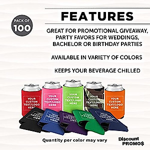 Custom Assorted Collapsible Can Coolers Set of 100, Personalized Bulk Pack - Keeps Your Drink Cold, Great for Beer, Soda and Other Beverages - Assorted