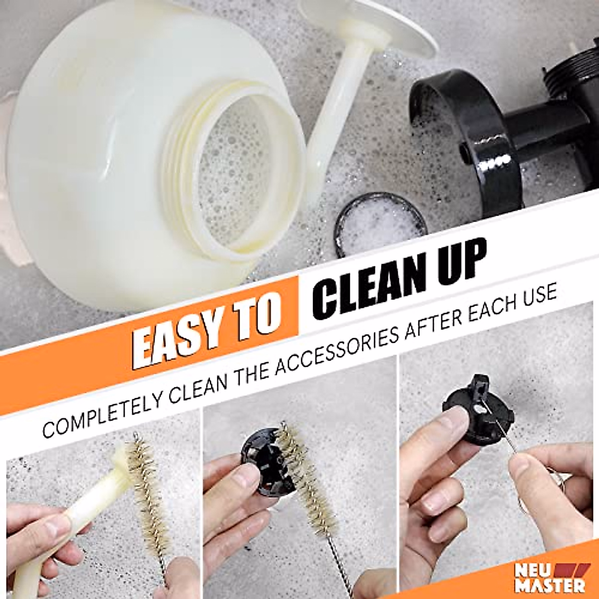 NEU MASTER Paint Sprayer, Electric Spray Paint Gun 1200ML/4 Nozzles/3 Patterns, Easy to Use for Home Interior and Exterior, House, Furniture, Cabinets, Fence, Ceiling (Orange)
