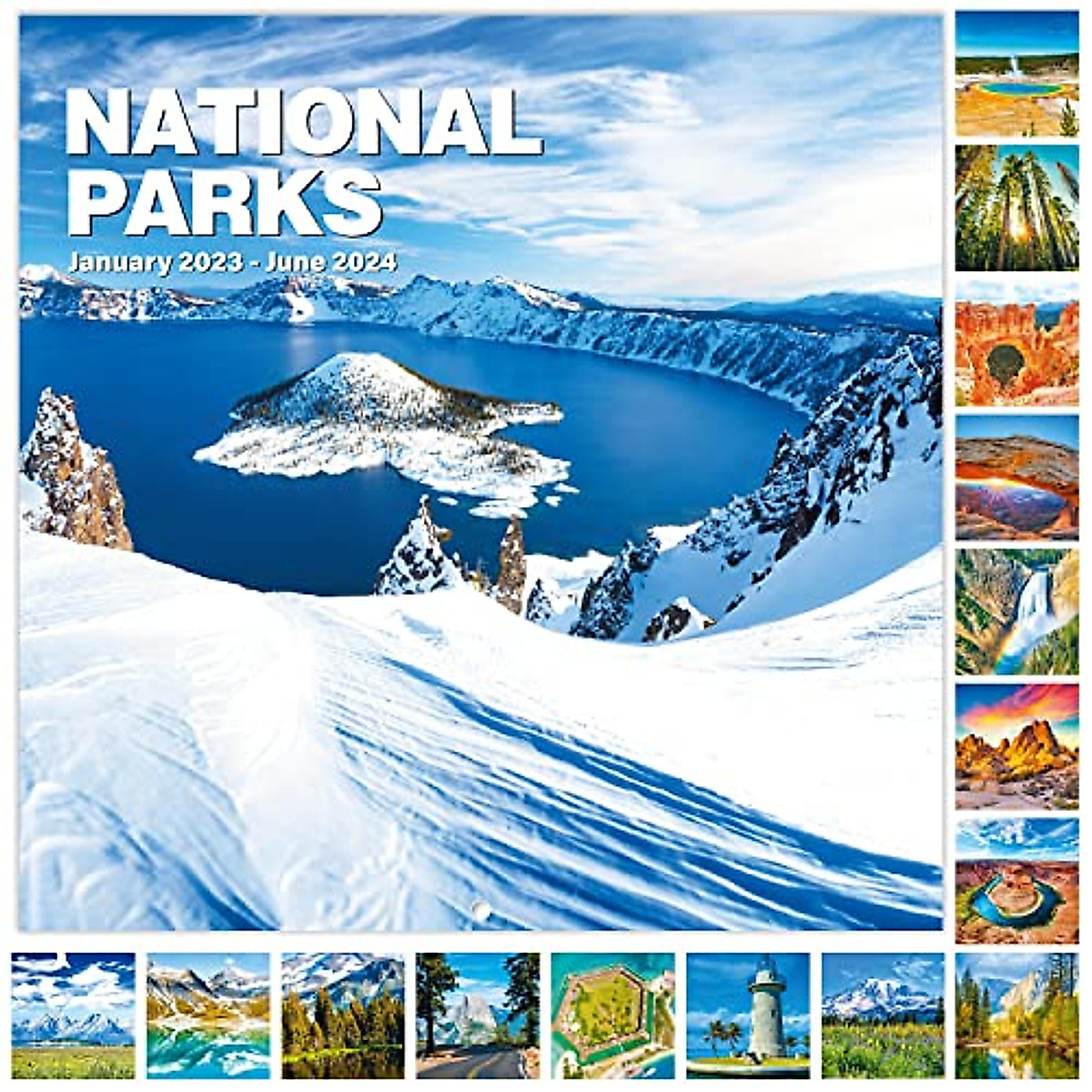 2023 Wall Calendar - National Parks Wall Calendar 2023-2024, Jan 2023 - Jun 2024, 24" x 12" (Open), Calendar with Hanging Hook, Blocks and Holidays - National parks with breathtaking photographs